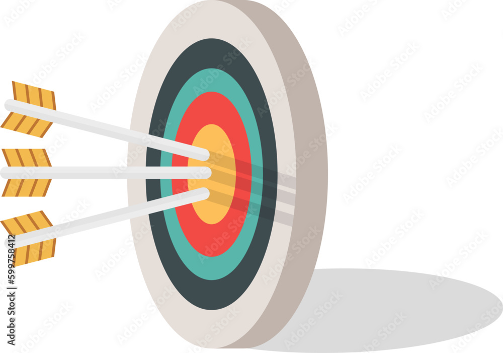 Many arrows missed hitting target mark. Shot miss. Multiple failed ...