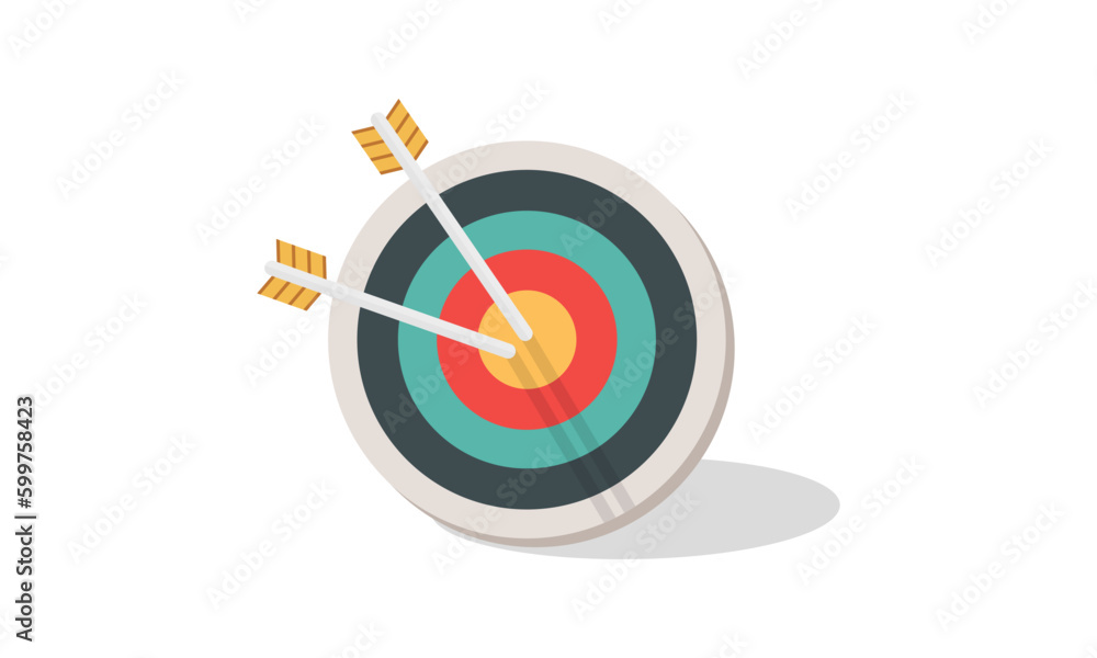 Many arrows missed hitting target mark. Shot miss. Multiple failed ...