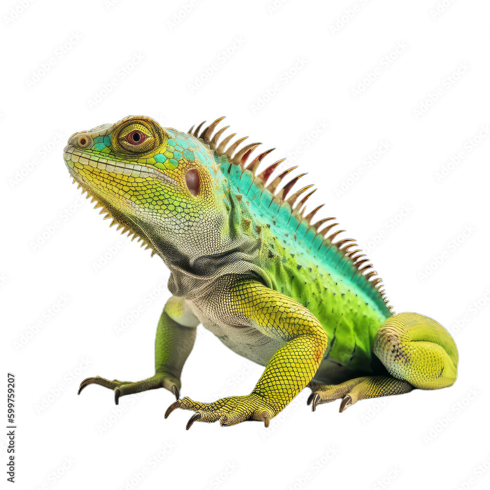 green iguana isolated on transparent background cutout Stock Photo ...