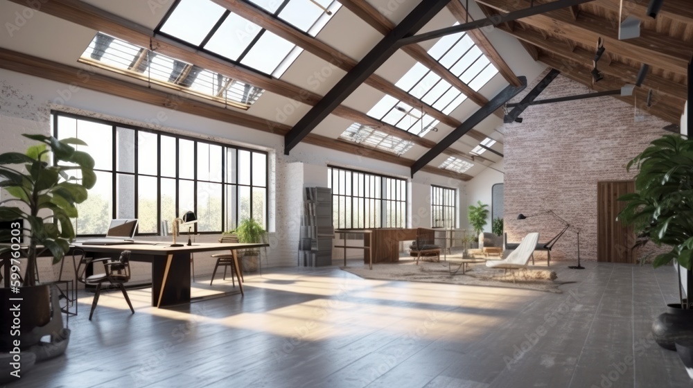 home studio workshop with modern loft design and skylight roof top ...