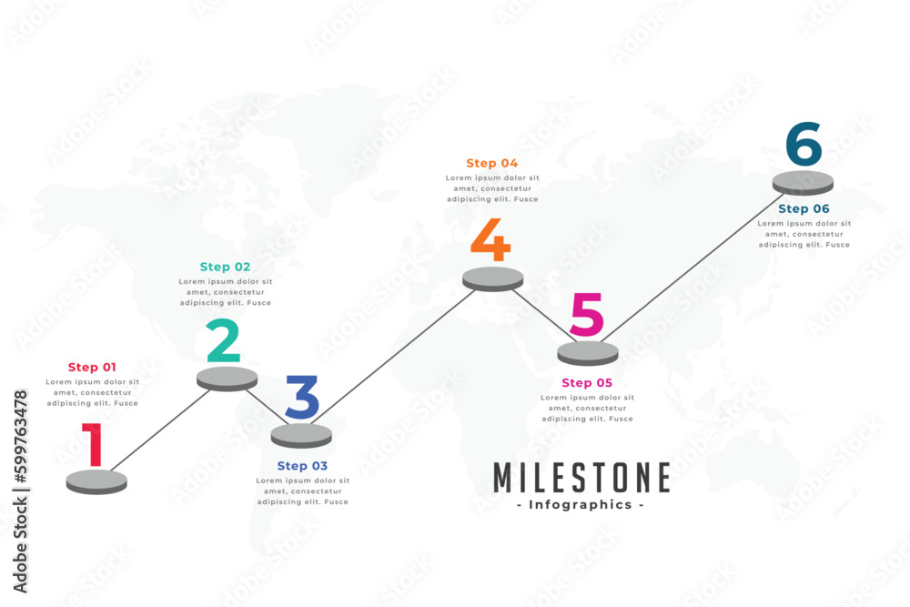 business infographic milestone map layout with 6 easy steps plan Stock Vector | Adobe Stock