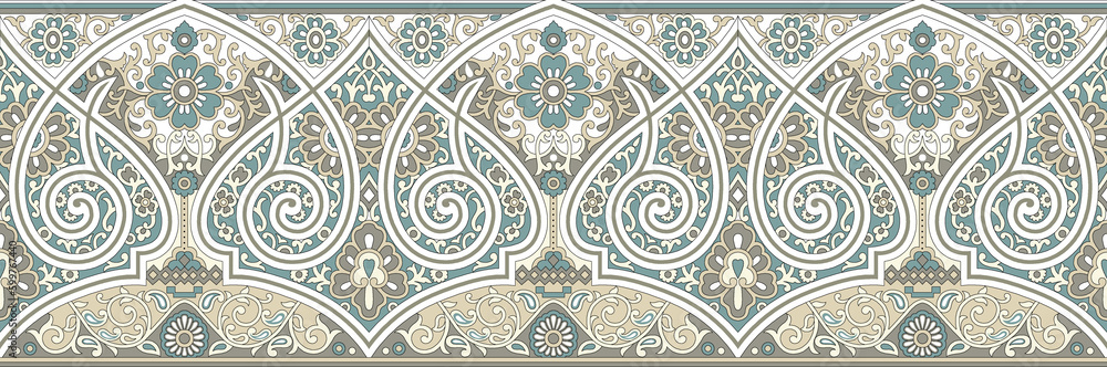 Seamless traditional Asian border design Stock Illustration | Adobe Stock