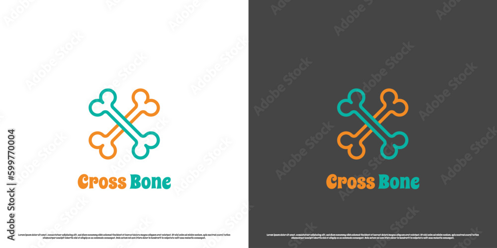 Crossed healthy bones logo design illustration. Simple flat silhouette ...