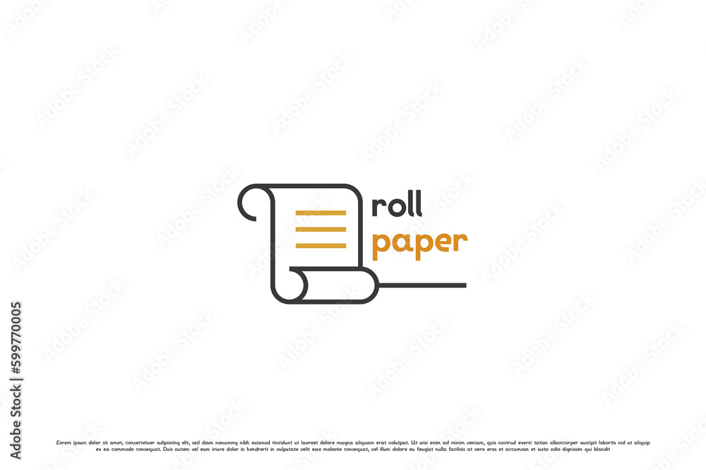 Paper roll logo design illustration. Minimalist flat silhouette line ...