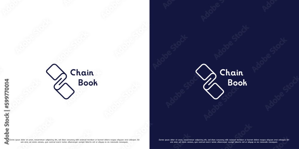 Book chain logo design illustration. Simple silhouette creative ...
