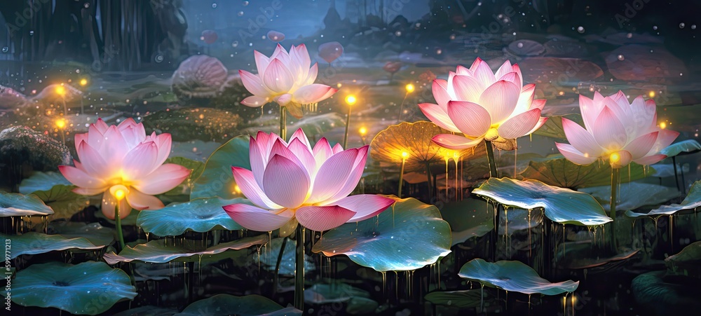 vesak day pink lotus flower with generative ai Stock Illustration ...