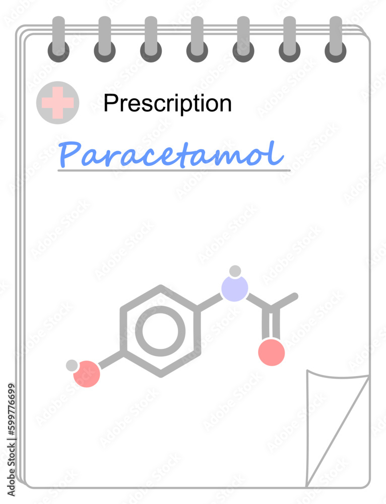 Medical prescription pad. Simplified formula icon of paracetamol. Stock ...