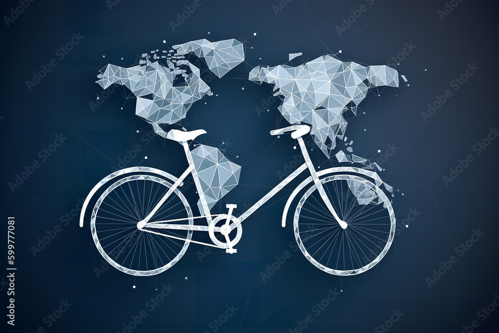 World Bicycle Day, 3rd June, bicycle and world map. Can be use for ...