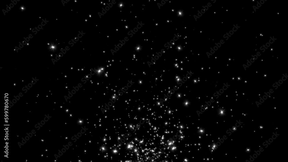 Raising blinking stars on black background motion graphic effects ...