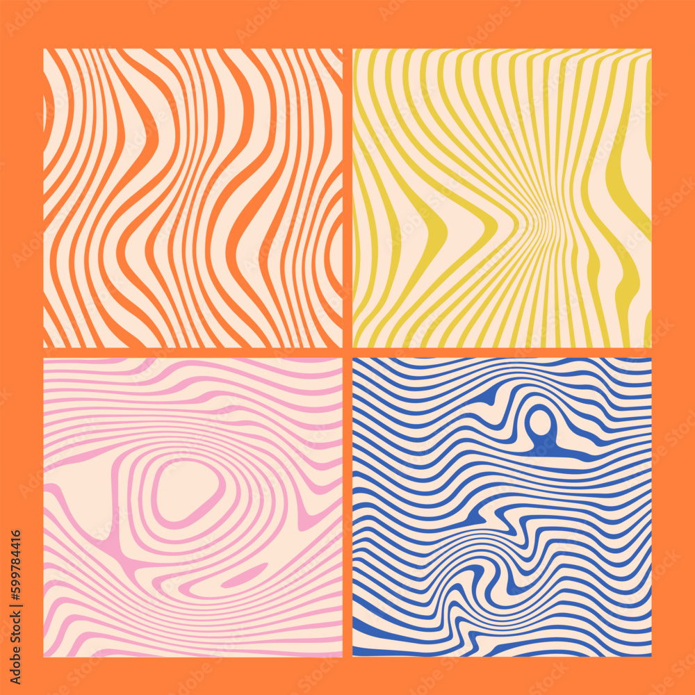 70s background pattern. Groovy Y2k aesthetic. Twisted, waves, twirl ...