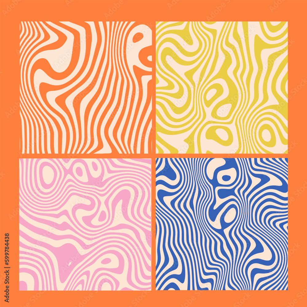 70s background pattern. Groovy Y2k aesthetic. Twisted, waves, twirl ...