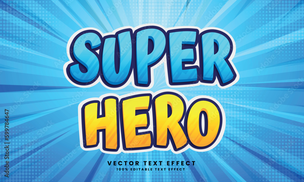 Super Hero 3d Vector editable text effect with background Stock Vector ...
