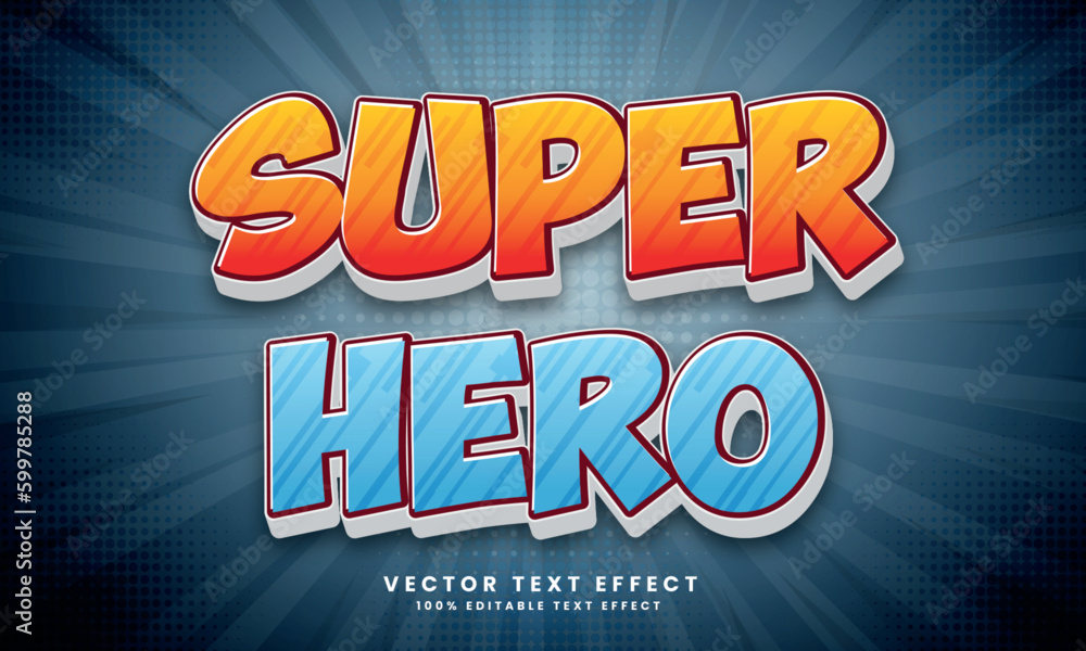 Super Hero 3d Vector editable text effect with background Stock Vector ...