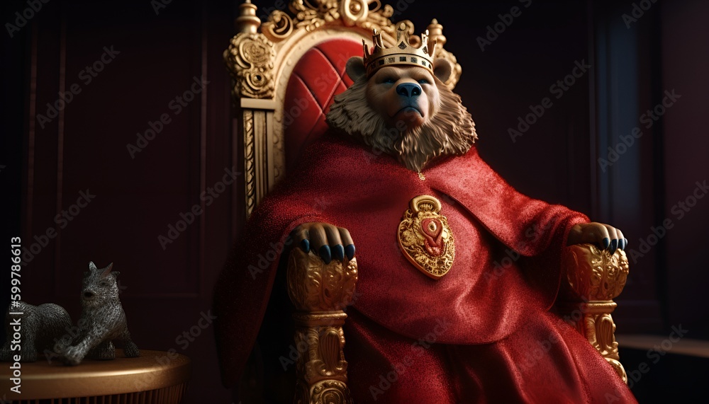 An Amine bear depicted as the King of Gems sitting on a Throne. The ...