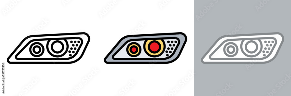 Headlight Icon, the headlight icon represents the lighting system of a ...