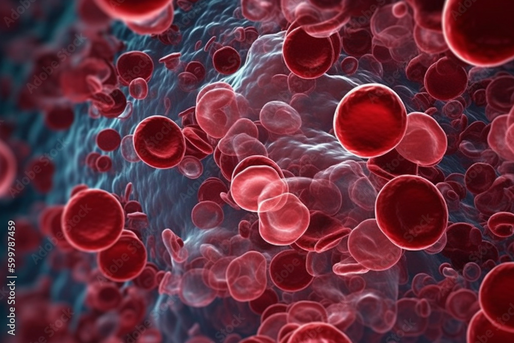 A blood smear, showing the different types of cells present. Generative ...