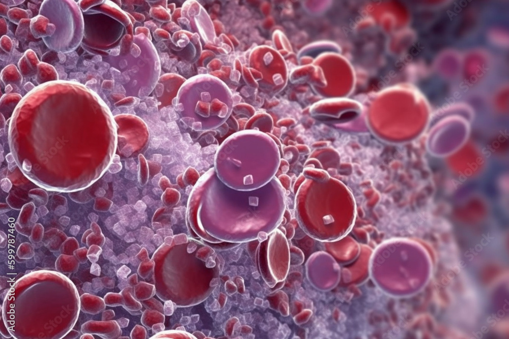 A blood smear, showing the different types of cells present. Generative ...