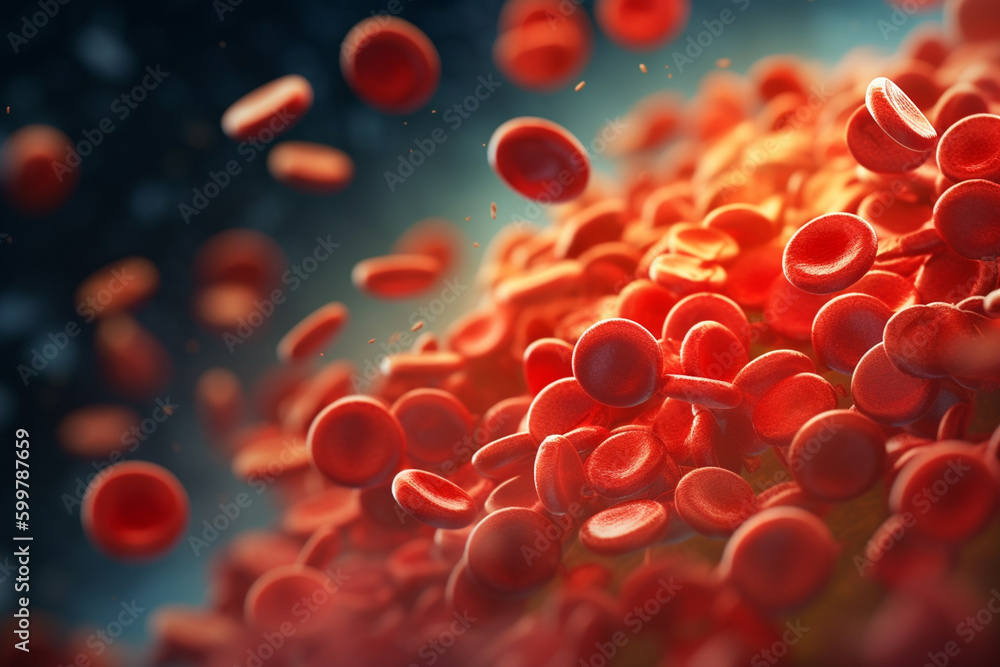 A digital illustration of platelets forming a clot to stop bleeding in ...