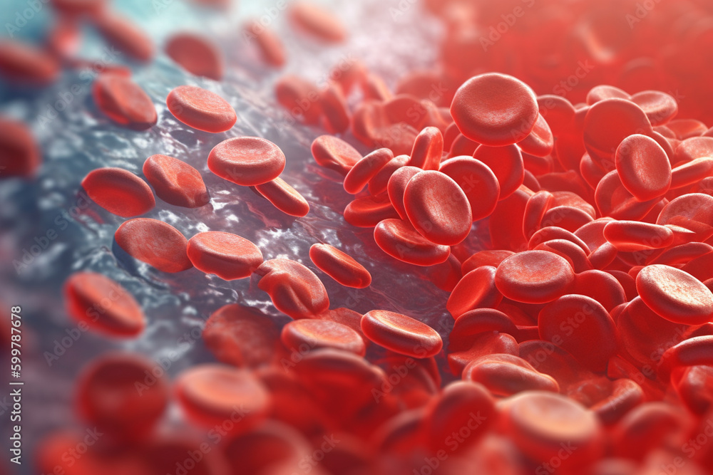 A digital illustration of platelets forming a clot to stop bleeding in ...