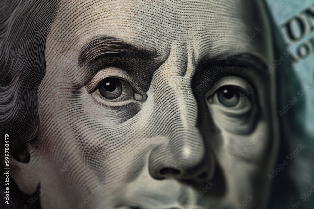 A close-up of a two dollar bill, with the portrait of Thomas Jefferson ...