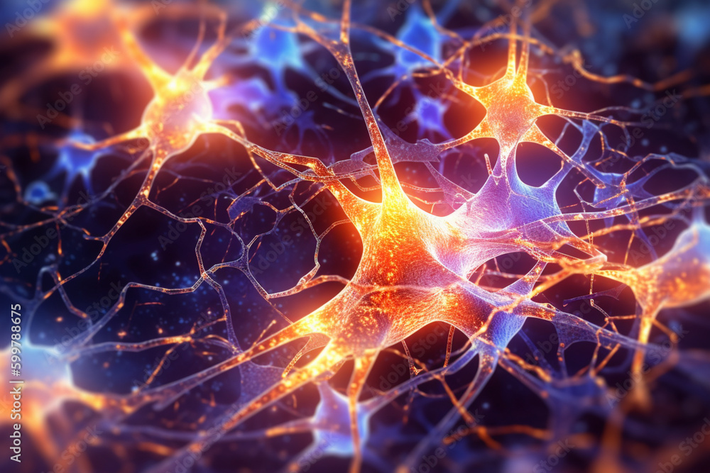 An abstract illustration of the neural pathways in the brain, featuring ...