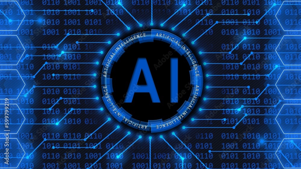 Artificial intelligence AI lettering - abstract background of 4-digit ...