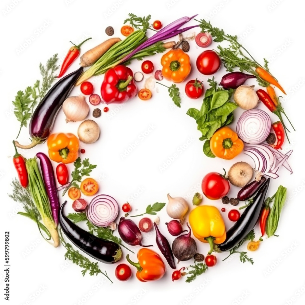 arrangement of fresh vegetables arranged in the shape of a circle ...