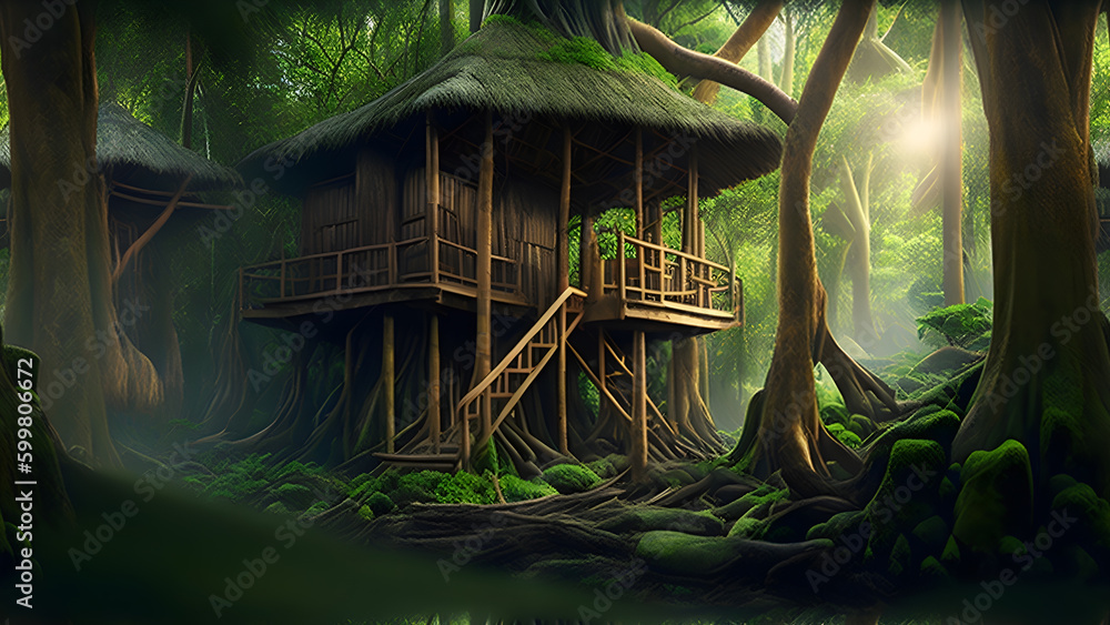 Bamboo and Banyan Tree Treehouses with Running Water Create With ...