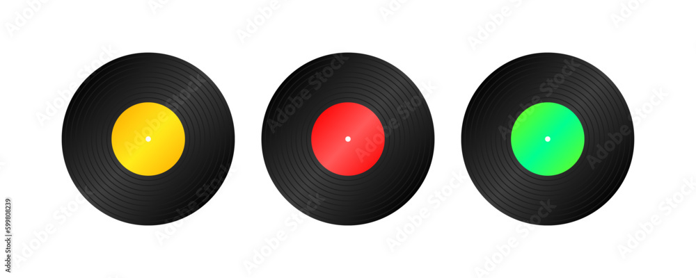 Vinyl records. Flat, color, music CDs. Vector icons. Stock Vector ...