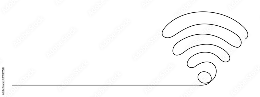 WI-FI signal one line art,hand drawn internet hotspot,access point ...