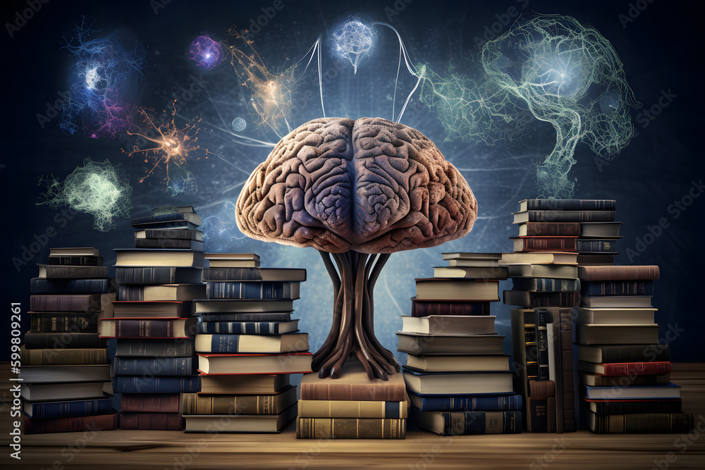 brain as a library with different neural pathways art ai generated art ...