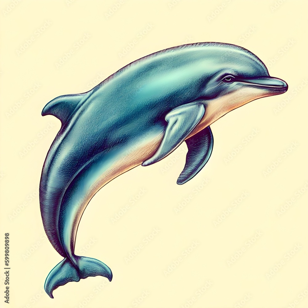 dolphin jumping out of water isolated on white background pencil ...
