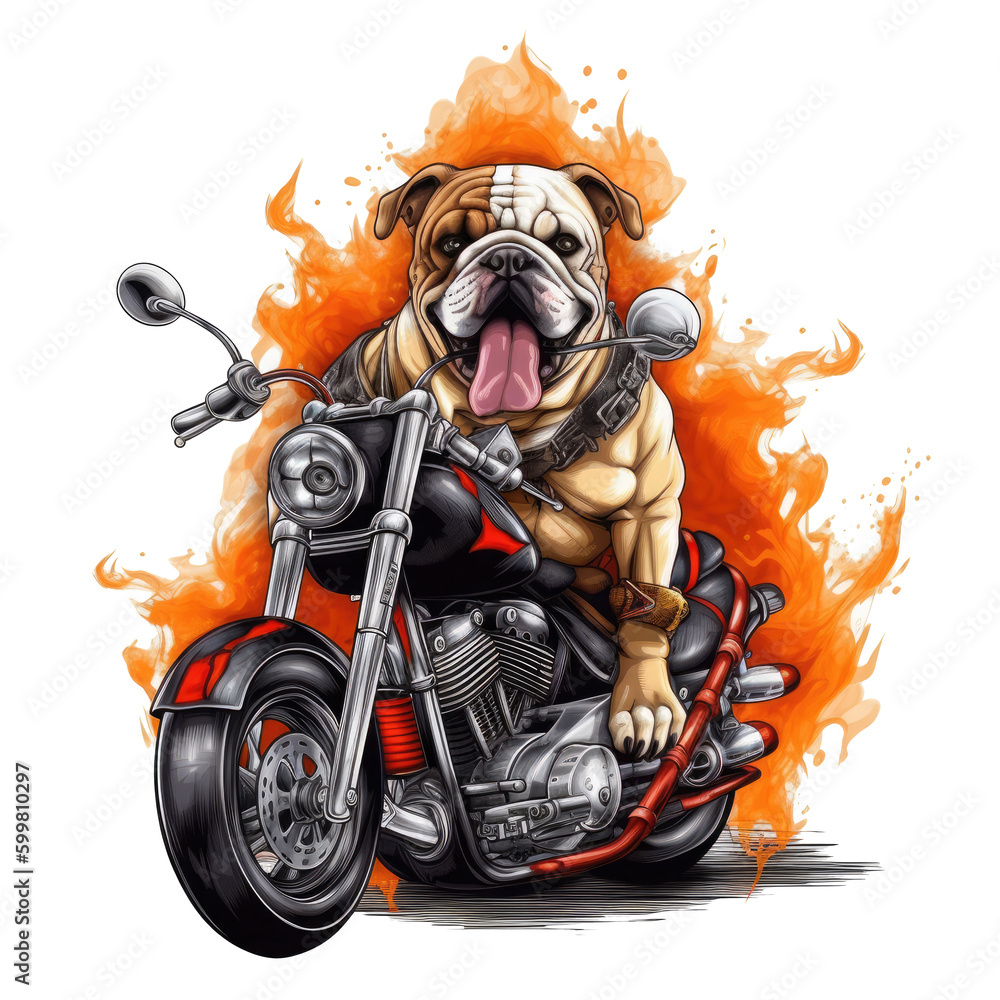An edgy English Bulldog Motorcycle T-shirt Design with a bulldog ...