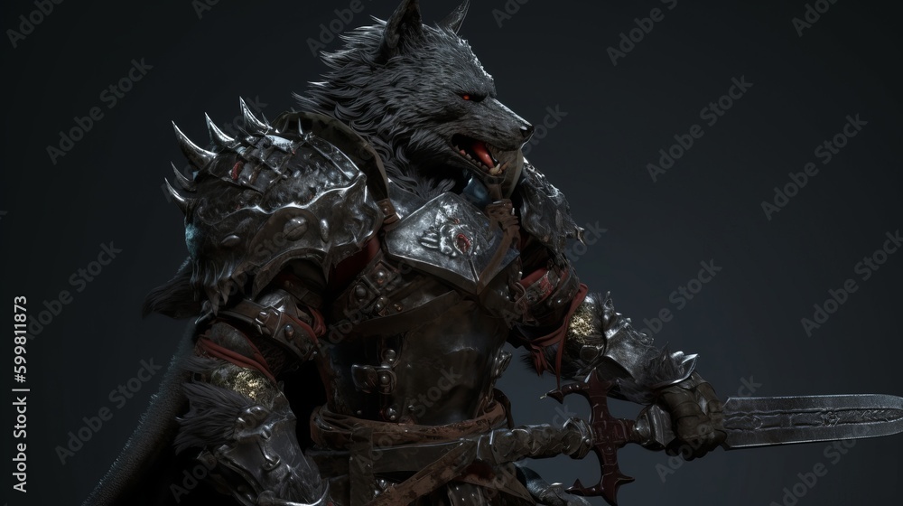 the character is wolf armour and is holding an immense sword, in the ...