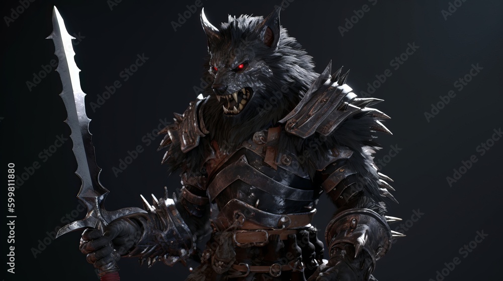 the character is wolf armour and is holding an immense sword, in the ...