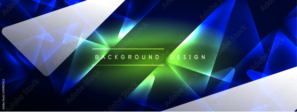 Neon lights hacking geometric background, virtual reality or artificial ...