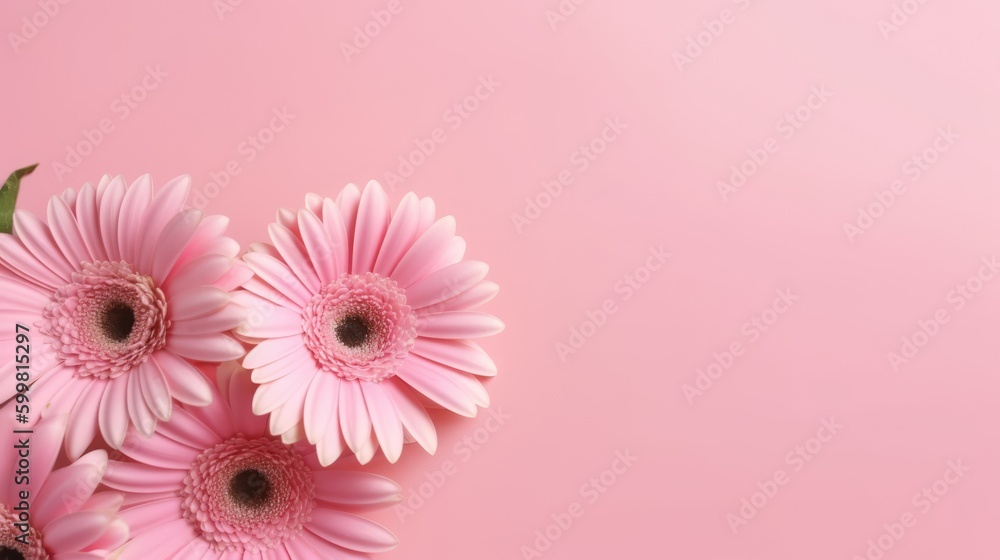 Pink Flowers on pink background with copy space, Banner Design ...