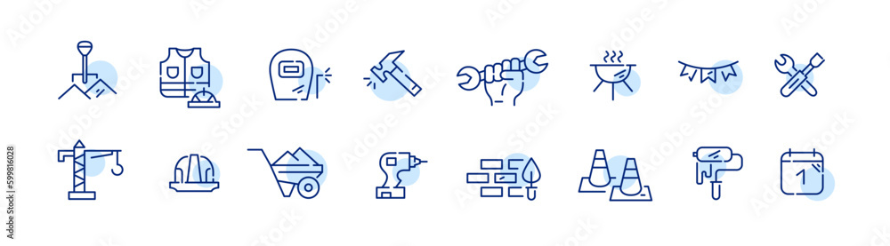 Labor day September 1st symbols. Manual labor and construction workers ...