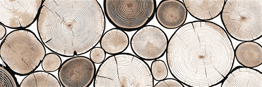 Log cut, vector banner. Tree rings pattern. Stock Vector | Adobe Stock