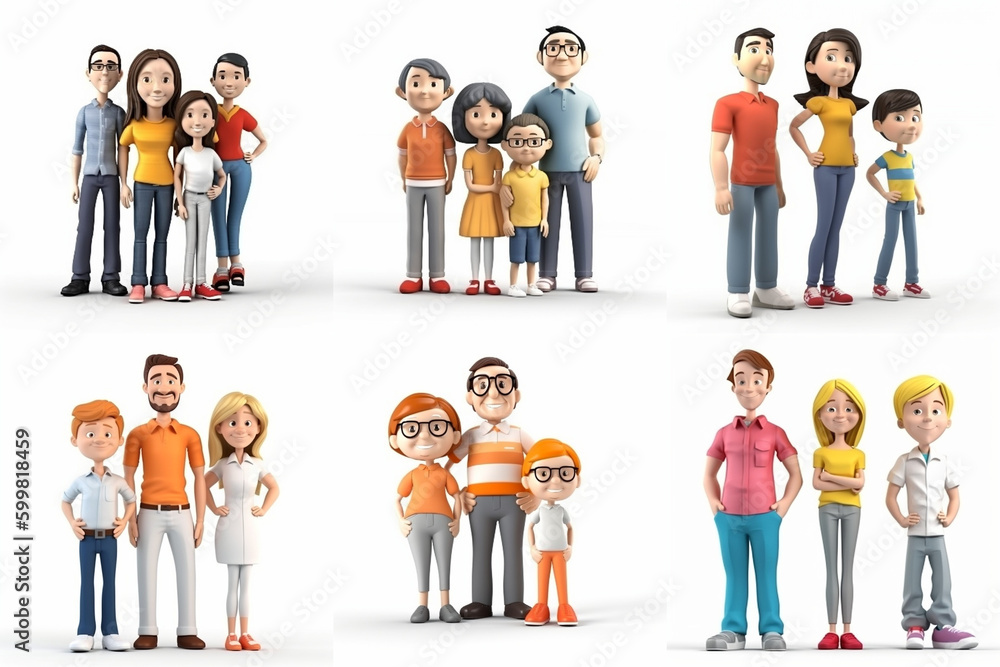 3D Family Collection Showcasing Assorted Relationships, Created with ...