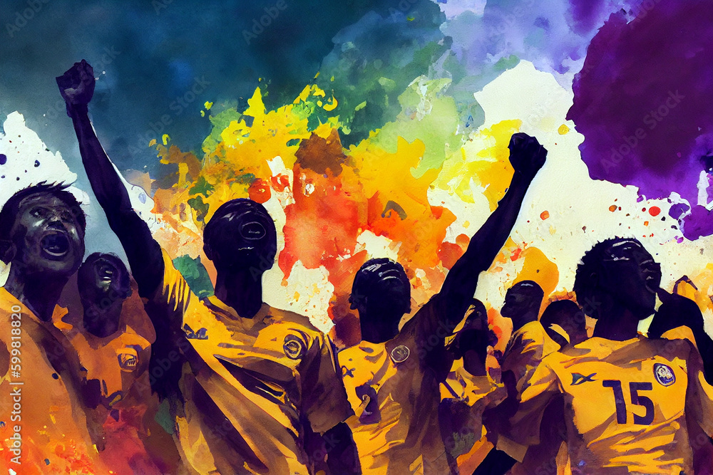 Soccer hooligans cheering during the game. Soccer fans. Football ...