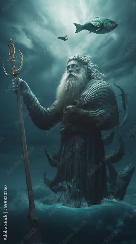 The concept of the symbolism of the planets in Astrology. Old man with ...