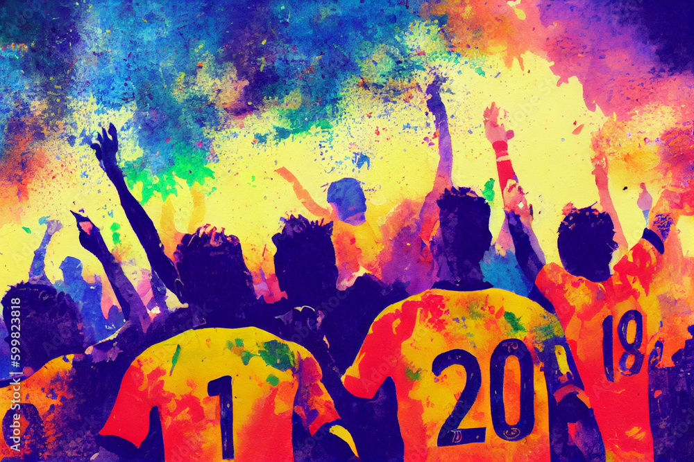 Soccer hooligans cheering during the game. Soccer fans. Football ...