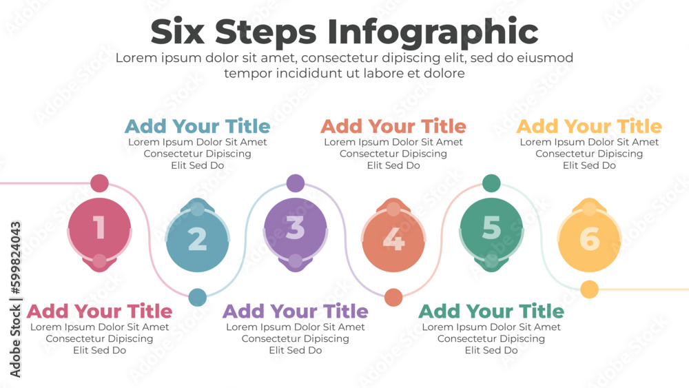 Abstract elements of graph and timeline diagram with 6 steps ...