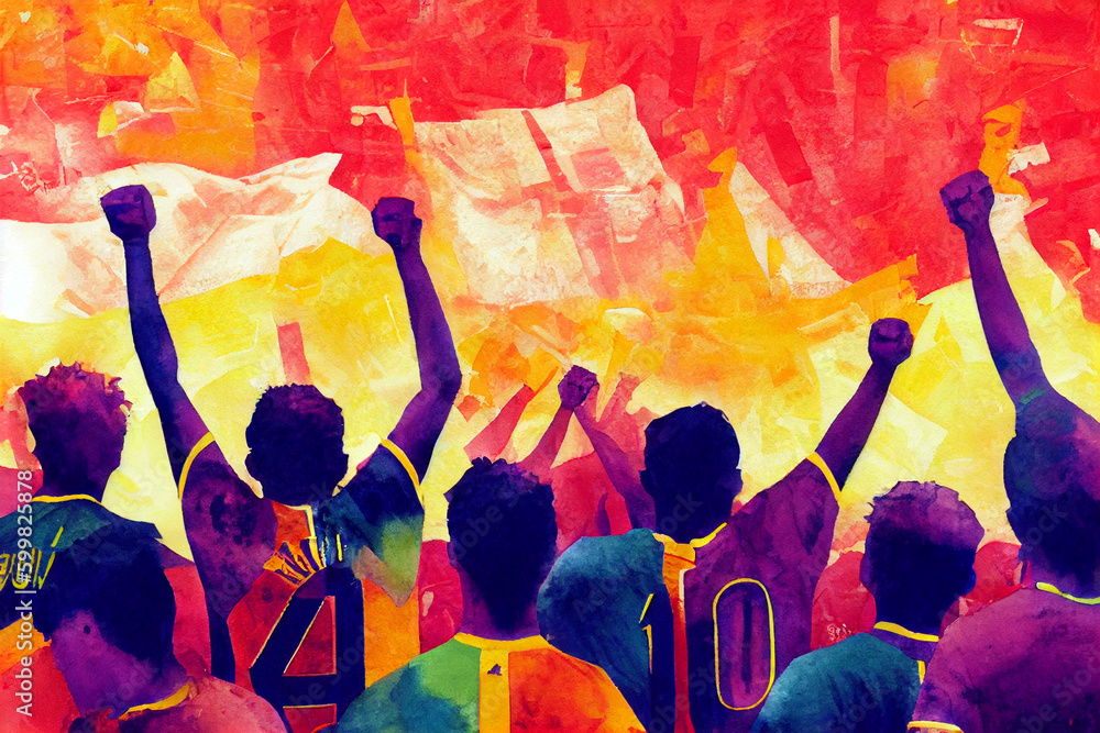 Soccer hooligans cheering during the game. Soccer fans. Football ...