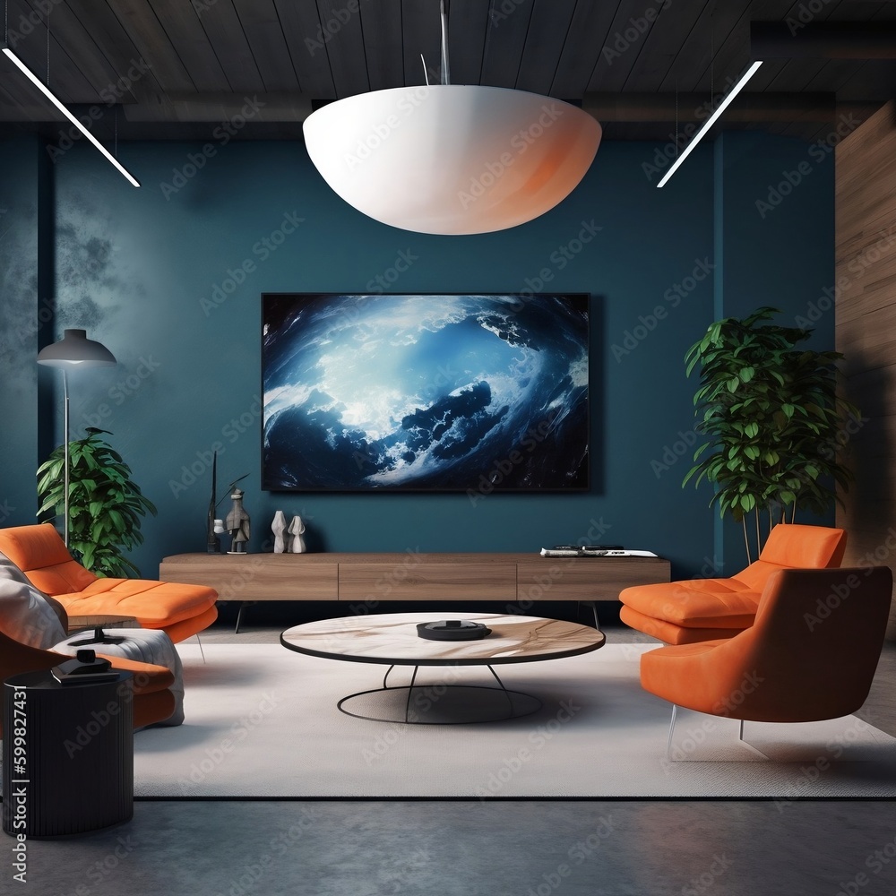 Modern Living Room Zoom Background for Video Conferencing. Generative ...