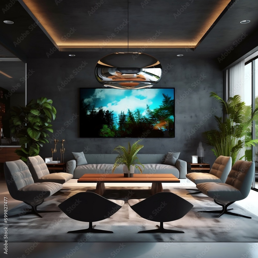 Modern Living Room Zoom Background for Video Conferencing. Generative ...