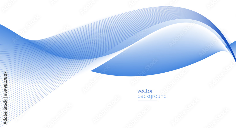 Flowing blue curve shape with soft gradient vector abstract background ...