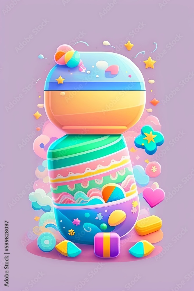 Candy tower. Cartoon tower of sweets AI generated illustration for the ...