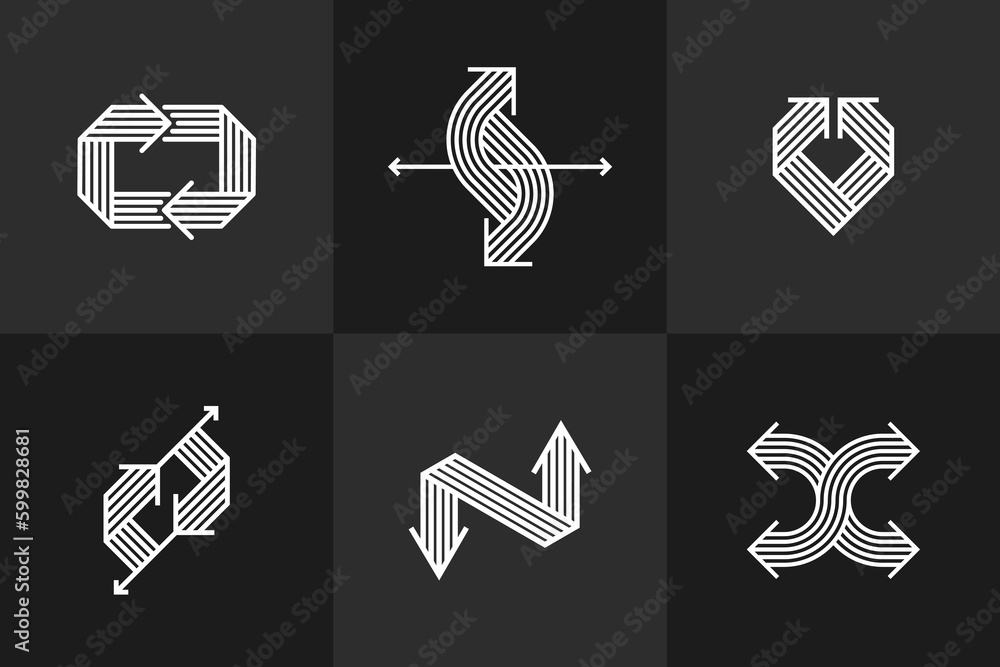 Arrow vector original logos set isolated, pictogram symbol of double ...